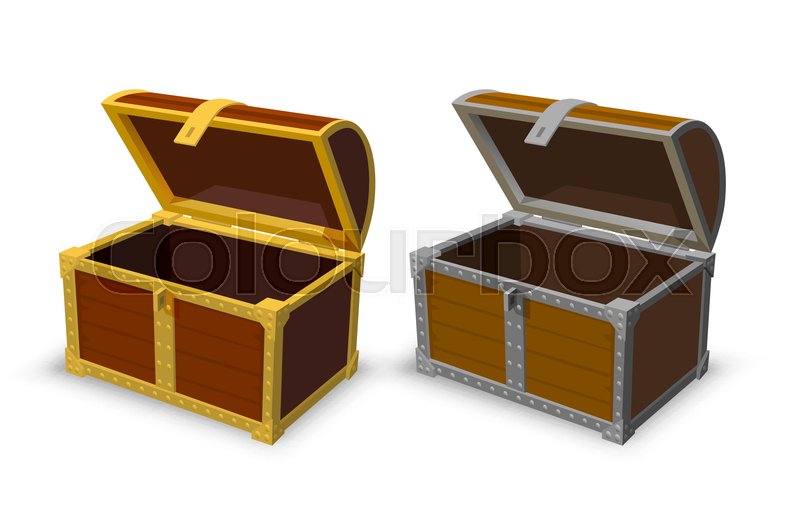 Golden open chest 3d object, vintage ... | Stock vector | Colourbox