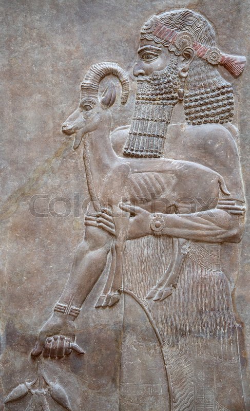 Ancient sumerian stone carving with ... | Stock image | Colourbox