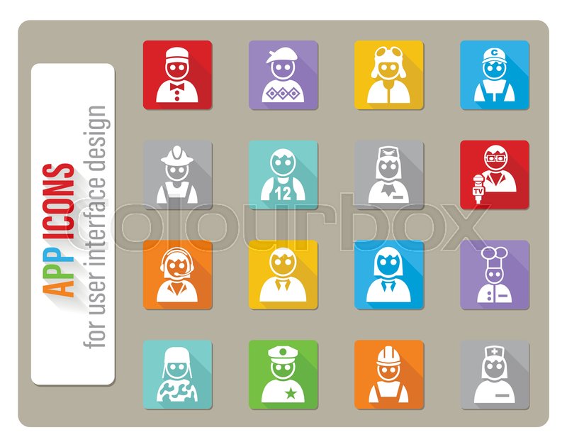 Occupation icons set in flat design ... | Stock vector | Colourbox