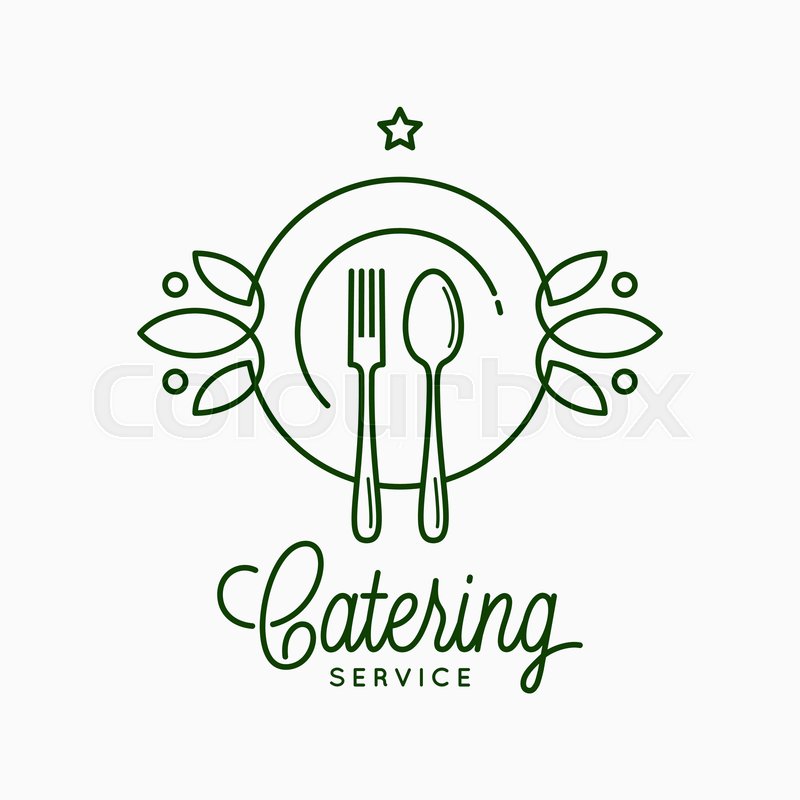 Catering linear logo with plate and ... | Stock vector | Colourbox