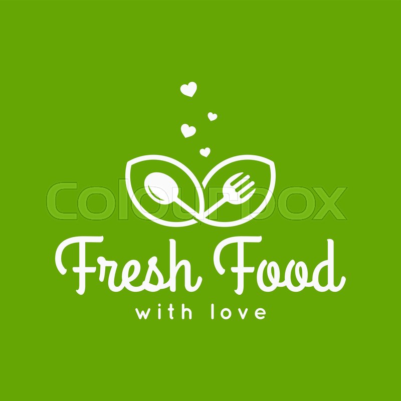 Fresh food logo. Fork and spoon love ... | Stock vector | Colourbox