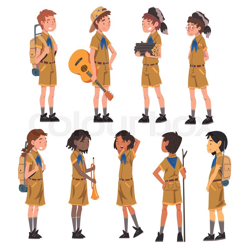 Scouts Boys and Girls Set, Scouting ... | Stock vector | Colourbox