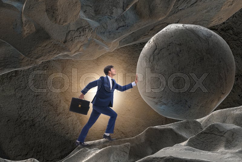 Businessman in difficult challenge ... | Stock image | Colourbox
