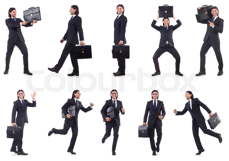 Businessman rushing isolated on the ... | Stock image | Colourbox