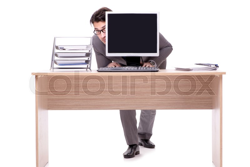 Businessman hiding in the office ... | Stock image | Colourbox