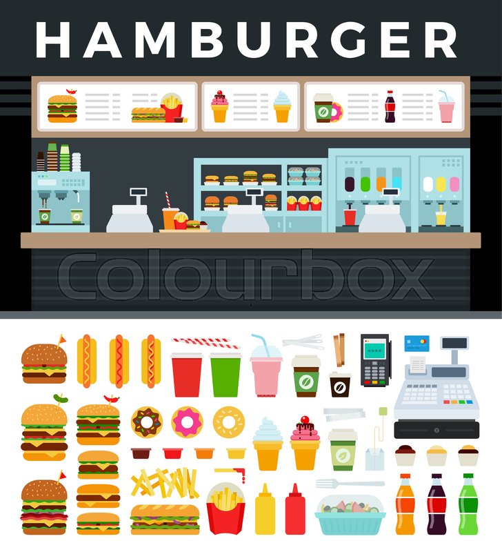 Image of a fast food store with a ... | Stock vector | Colourbox