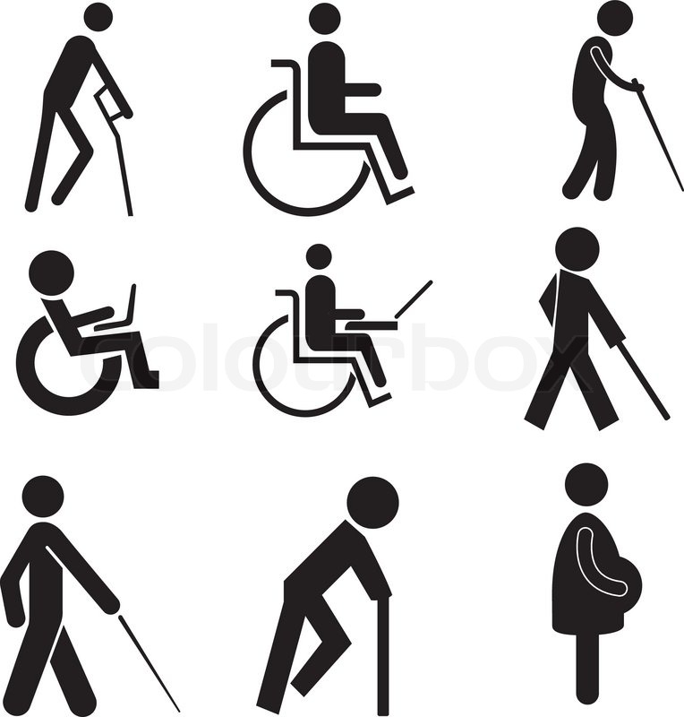 Set icon symbol wheelchair notebook ... | Stock-Vektor | Colourbox