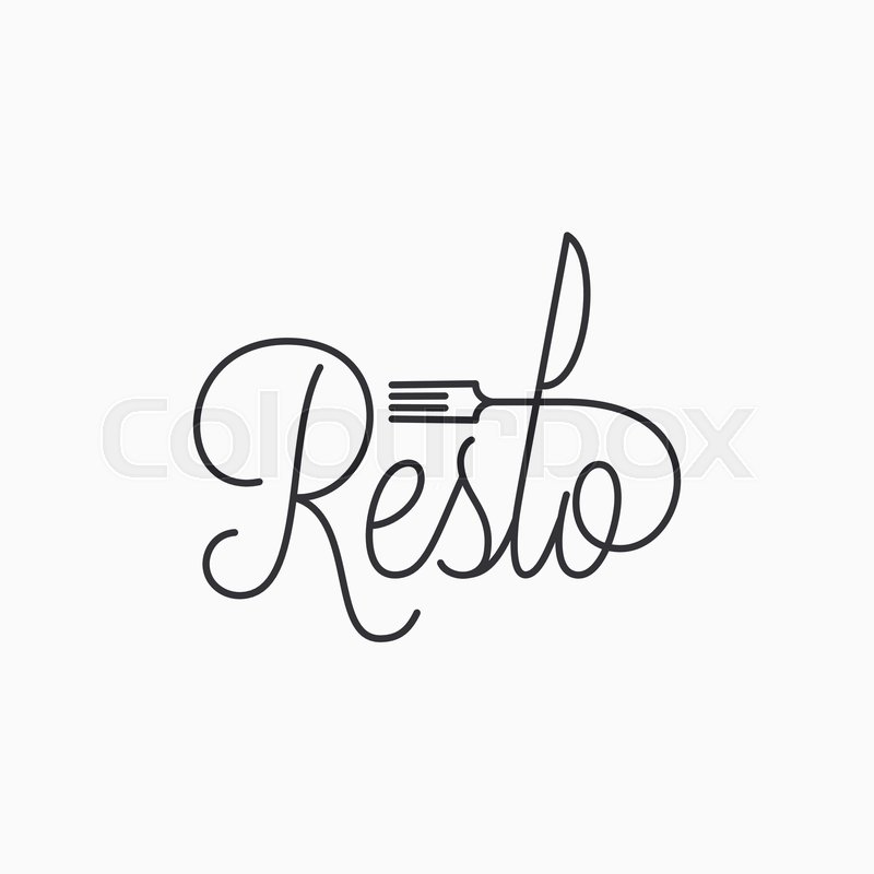 Restorant linear logo. Resto sign with ... | Stock vector | Colourbox