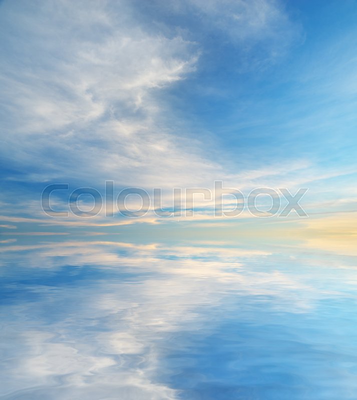 Sky background and water reflection. ... | Stock image | Colourbox