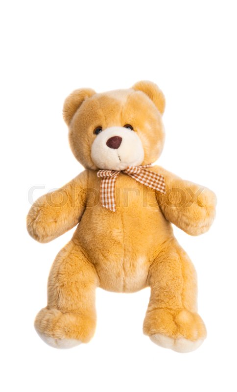 Soft toy bear isolated on white ... | Stock image | Colourbox