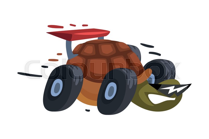 Fast Turtle Funny Animal Cartoon Character Vector Image, 45% OFF