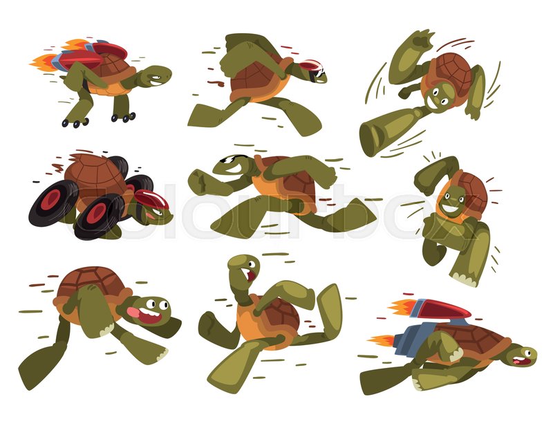 Cartoon Turtles Running