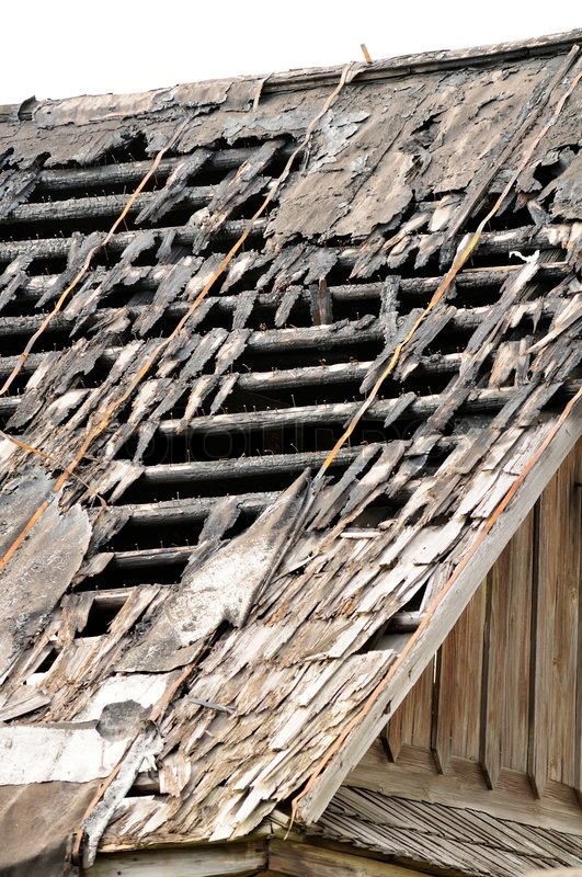 Broken Roof of Old Abandoned Wooden ... | Stock image | Colourbox