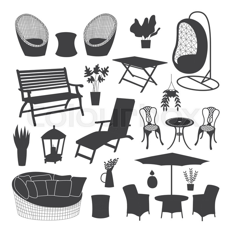 Set of furniture icons for garden, ... | Stock vector | Colourbox