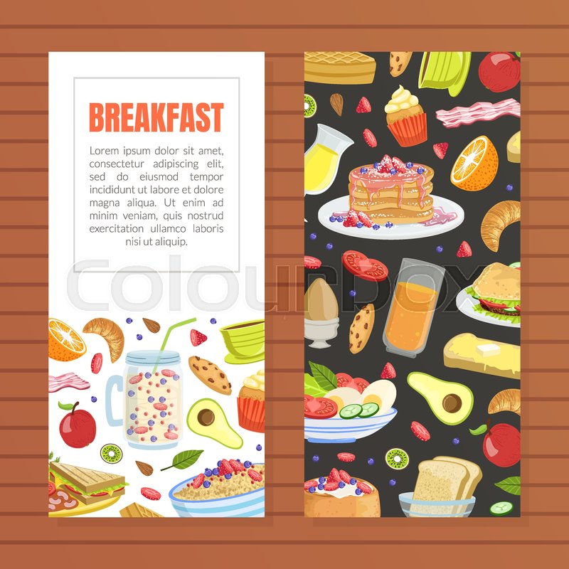 Breakfast Card Banner Template with ... | Stock vector | Colourbox