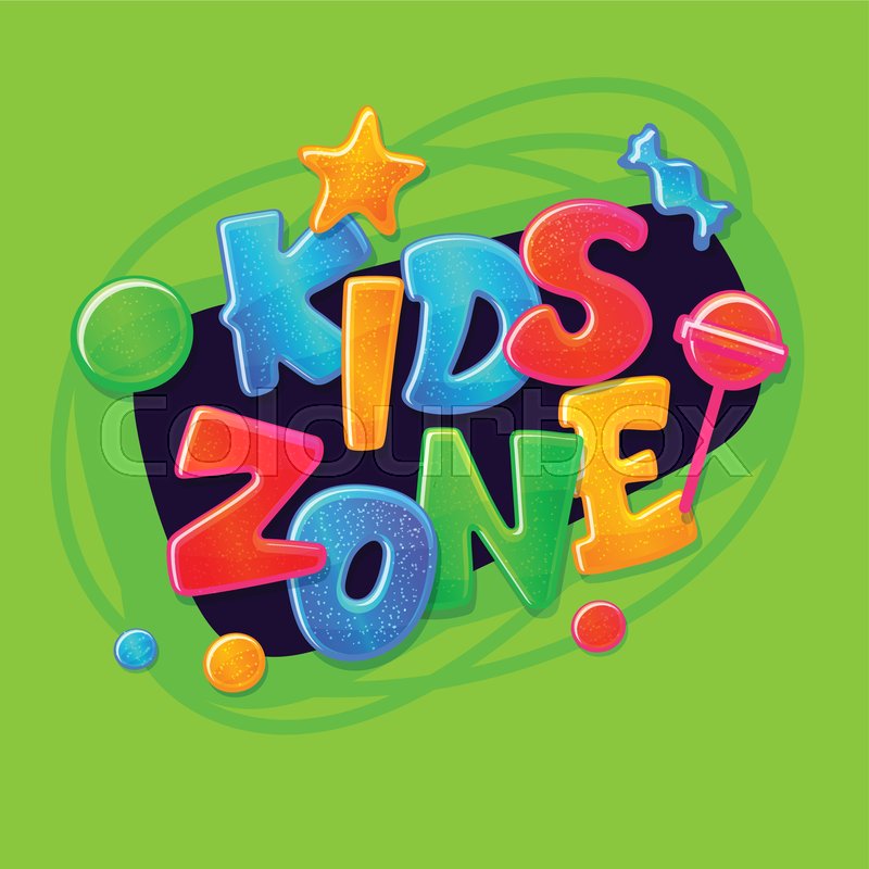 Kids Zone lettering banner design, ... | Stock vector | Colourbox
