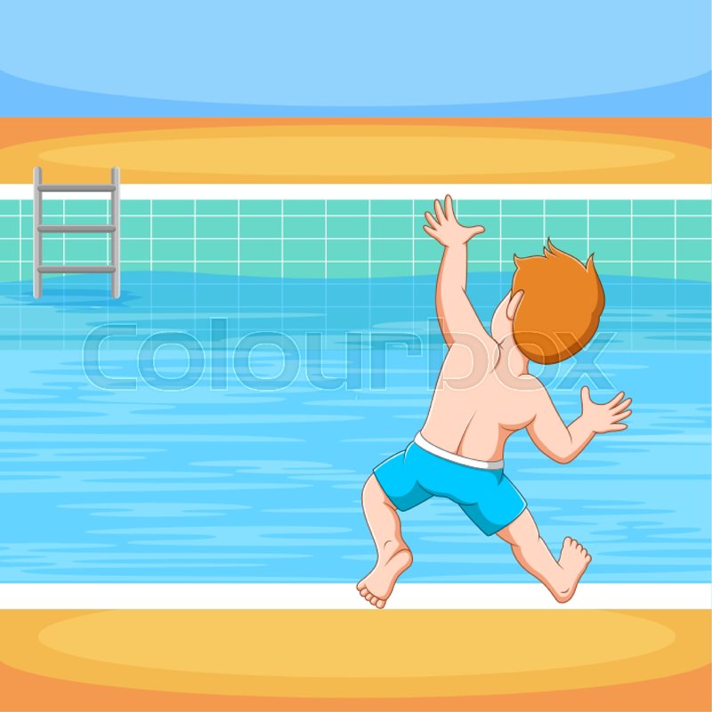 The boy is going to jump for swimming ... | Stock vector | Colourbox
