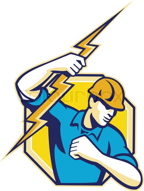 Electrician Construction Worker Retro | Stock vector | Colourbox