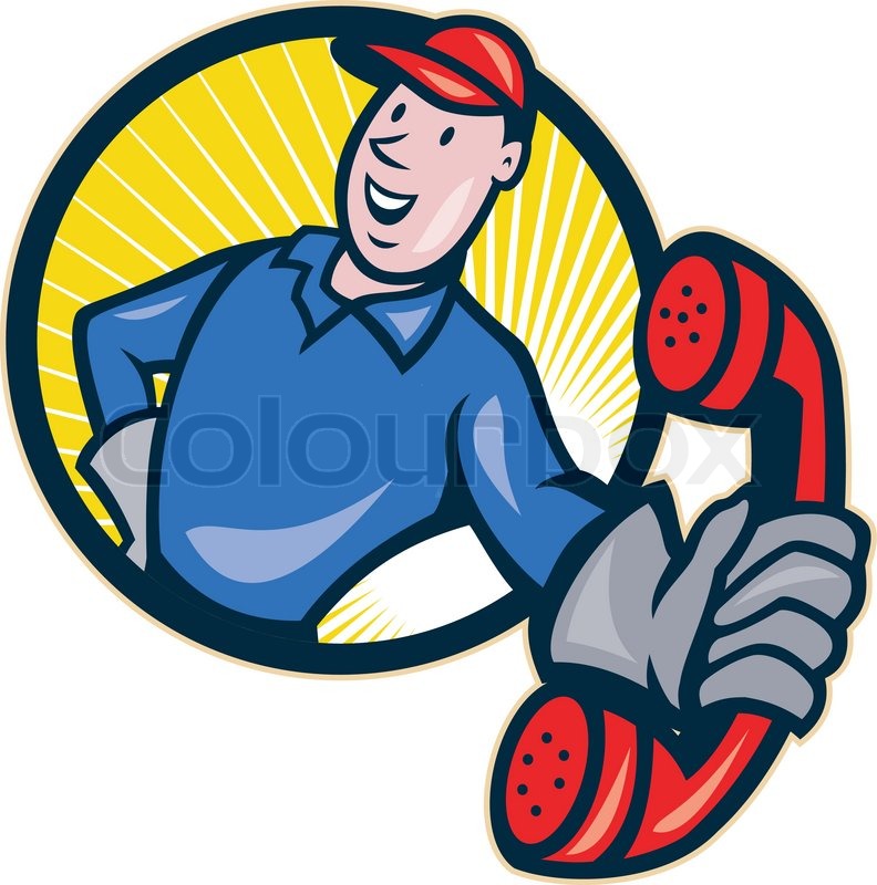 Telephone Repairman Worker Phone | Stock vector | Colourbox