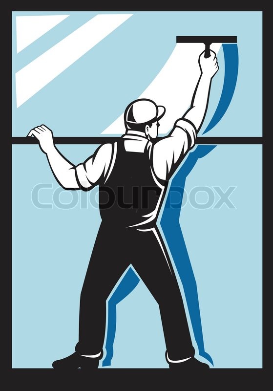 Window washer worker cleaning washing | Stock vector | Colourbox