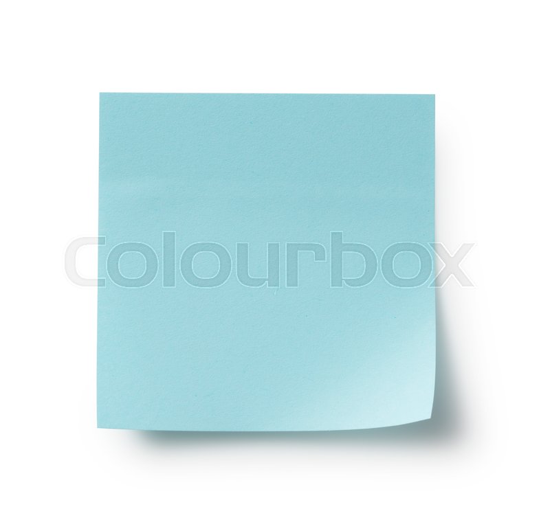 Blue sticky notes on a white background | Stock image | Colourbox