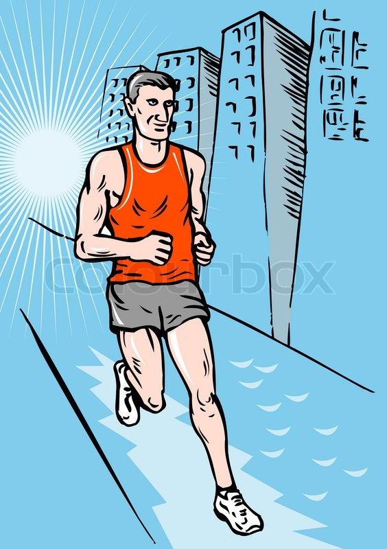 Marathon runner running race sketch ... | Stock vector | Colourbox