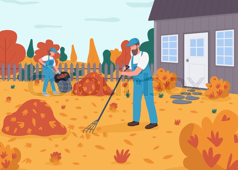 Animated Raking Leaves