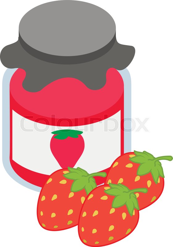 Strawberry jam icon. Isometric ... | Stock vector | Colourbox