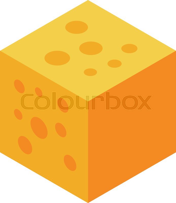 Cube cheese icon. Isometric of cube ... | Stock vector | Colourbox