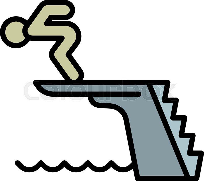 Man jump in pool icon. Outline man ... | Stock vector | Colourbox