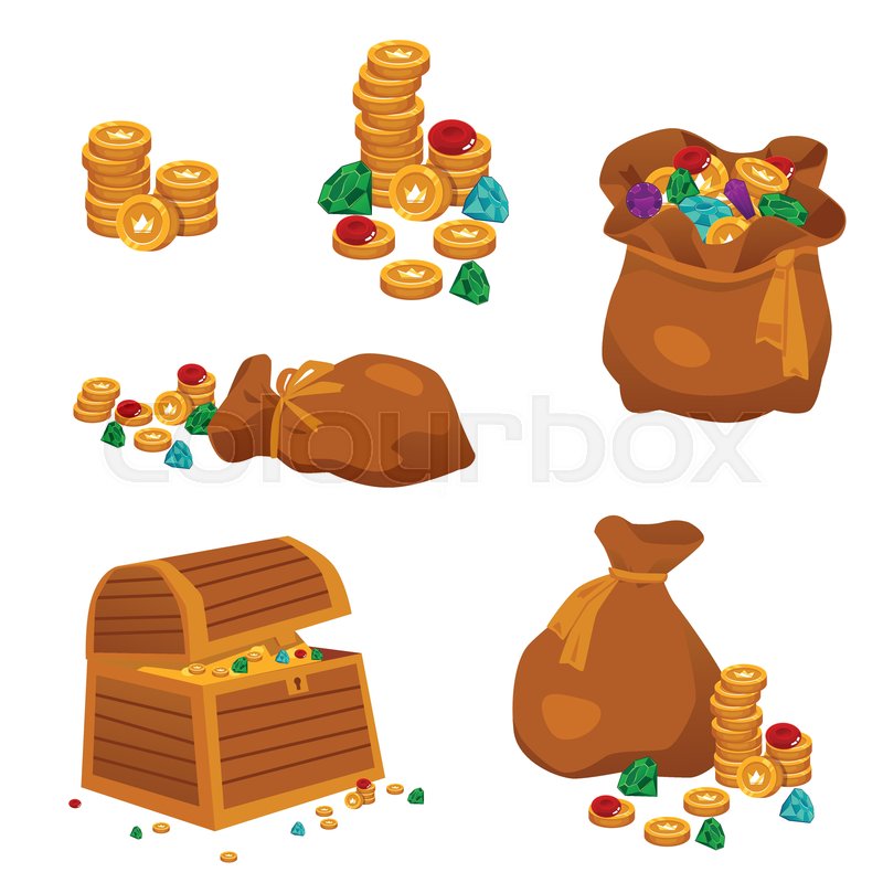 Vector icons of gold riches in a ... | Stock vector | Colourbox