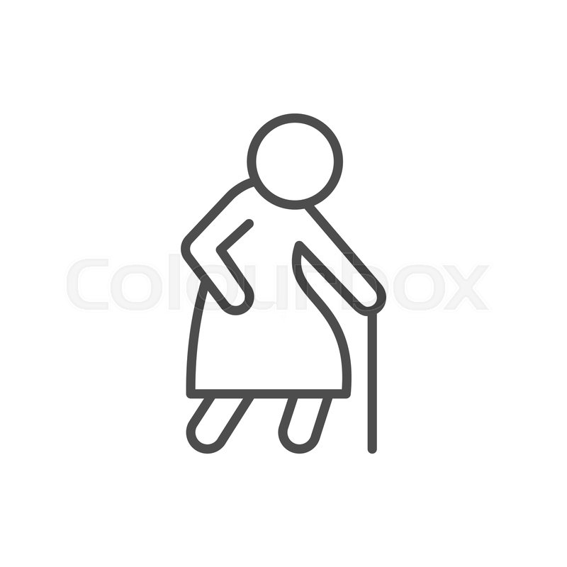 Old woman line outline icon isolated ... | Stock vector | Colourbox