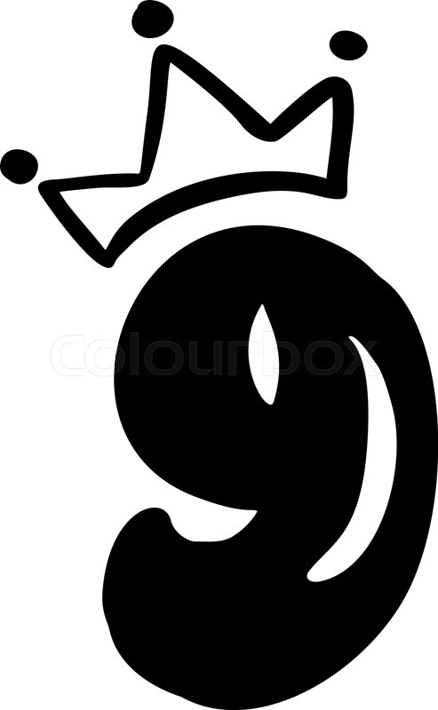 Vector Vintage Plump Cute number 9 ... | Stock vector | Colourbox