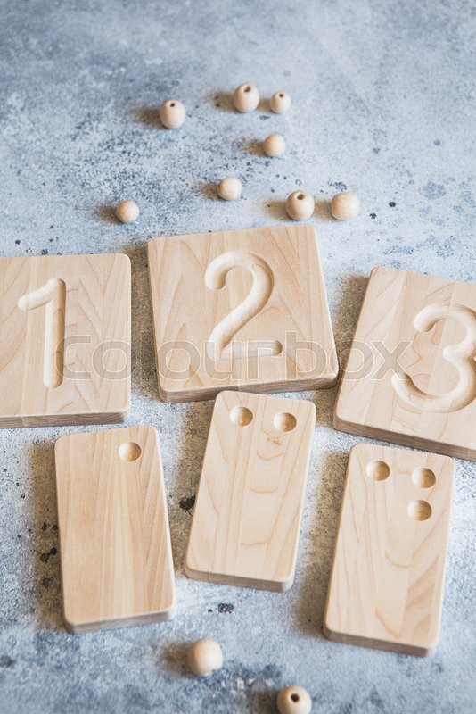 Wooden counting and writing trays - ... | Stock image | Colourbox