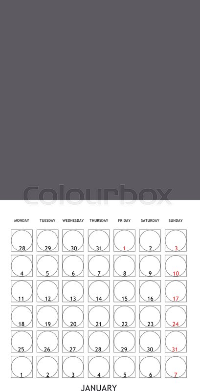 Calendar grid template and pictures ... | Stock vector | Colourbox