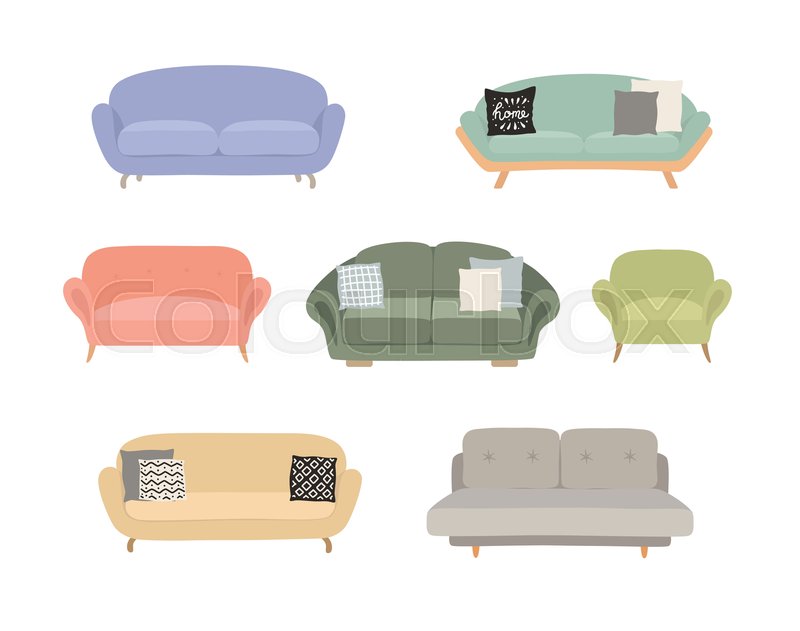 Sofa colored vector set. Comfortable ... | Stock vector | Colourbox