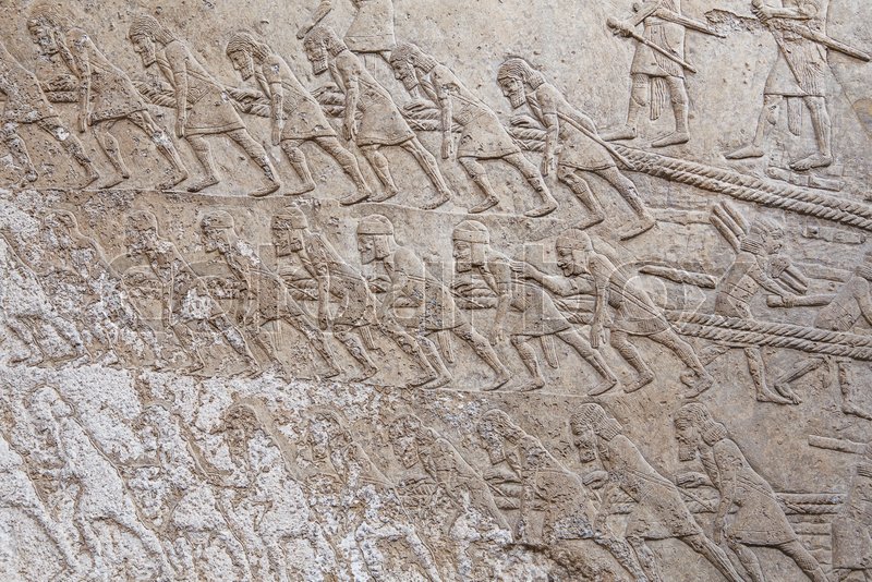 Ancient Assyrian stone carving with ... | Stock image | Colourbox