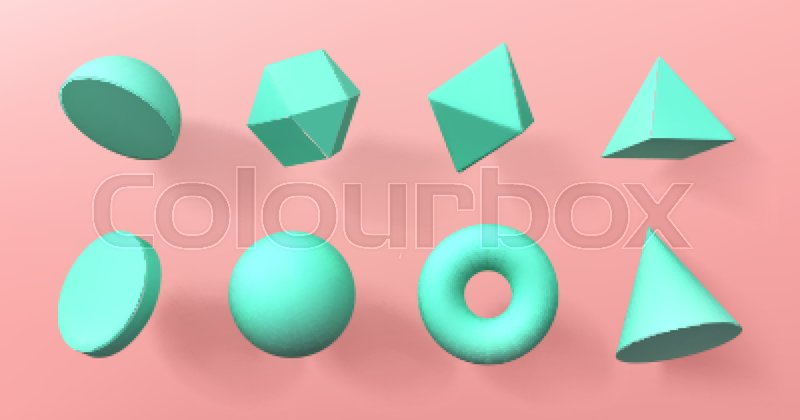Geometric 3d shapes hemisphere, ... | Stock vector | Colourbox