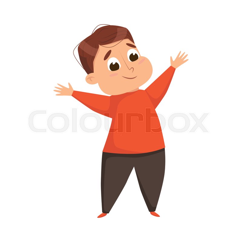 Overweight Chubby Boy, Cheerful Fat ... | Stock vector | Colourbox