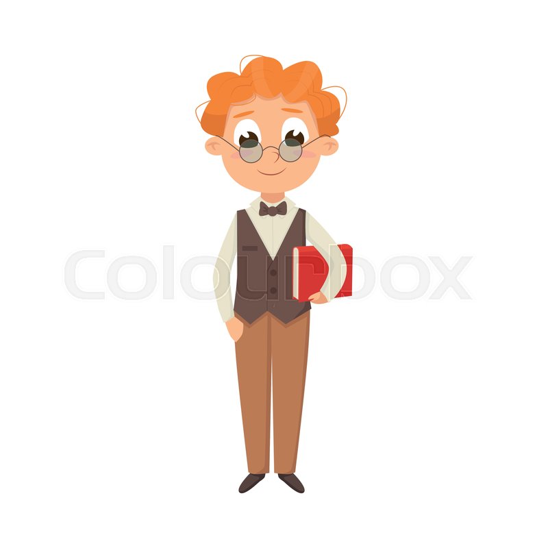 Cute Intelligent Boy in Elegant ... | Stock vector | Colourbox