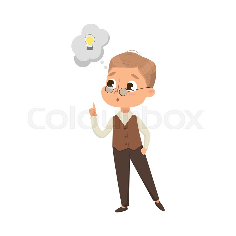 Cute Intelligent Boy in Glasses Having ... | Stock vector | Colourbox
