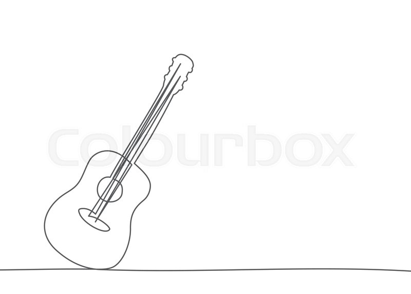 Guitar One line drawing on white ... | Stock vector | Colourbox