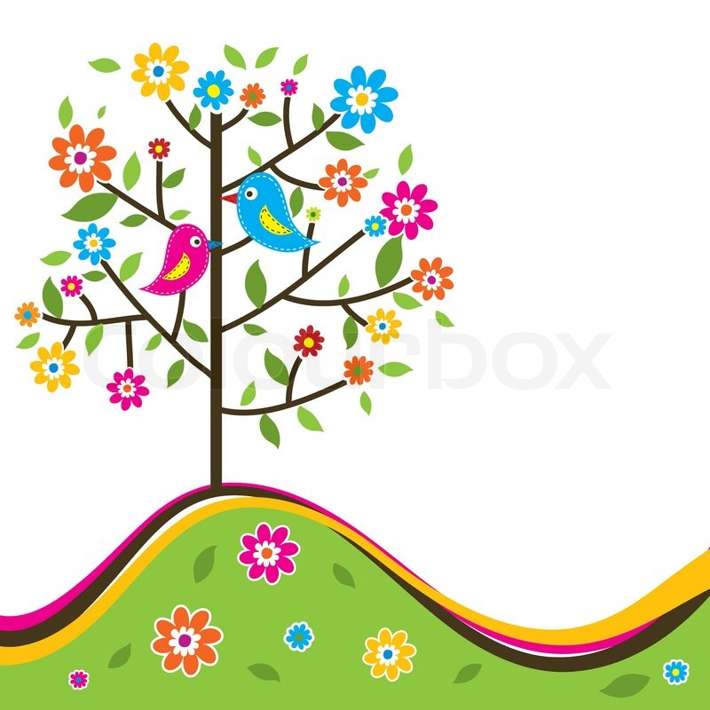 Decorative floral tree and bird, ... | Stock vector | Colourbox