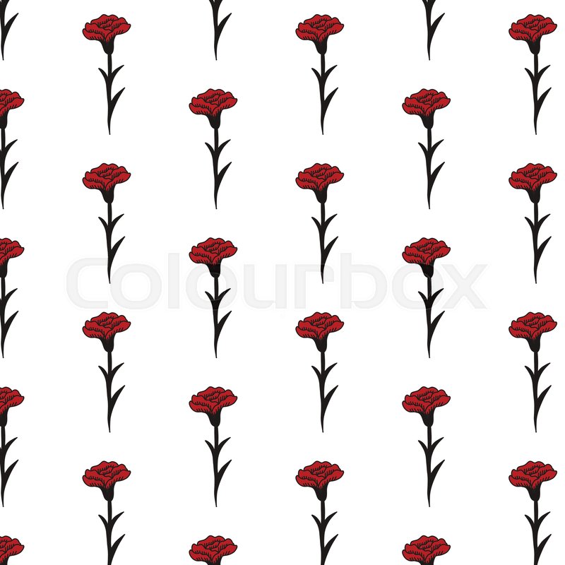 Carnation flower seamless doodle ... | Stock vector | Colourbox
