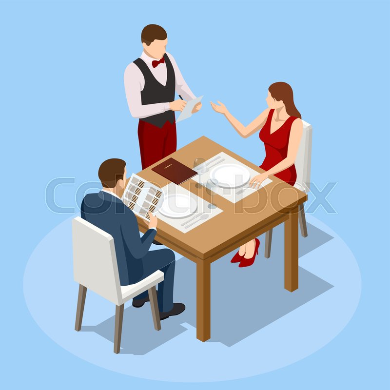 Waiter Taking Order Cartoon