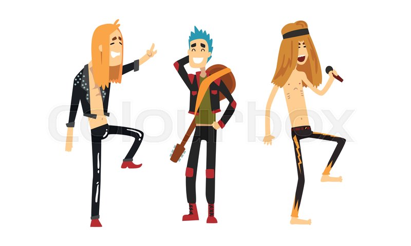 Funny Rock Musicians Characters, Rock ... | Stock vector | Colourbox