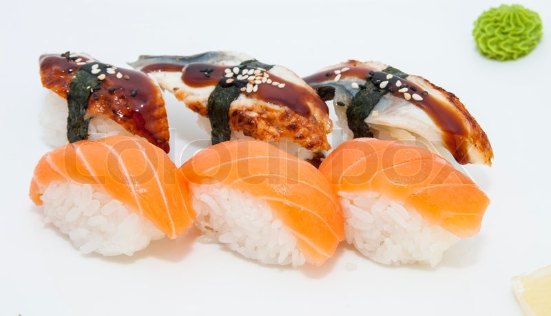 Japanese sushi fish and seafood on ... | Stock image | Colourbox