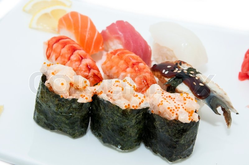 Japanese sushi fish and seafood on ... | Stock Photo | Colourbox