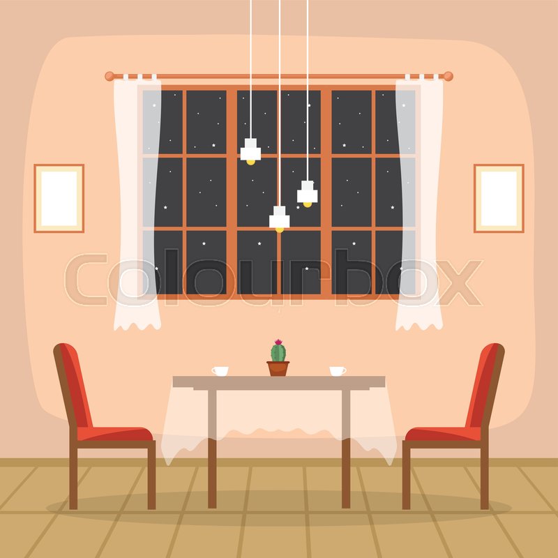 Cartoon Restaurant Interior