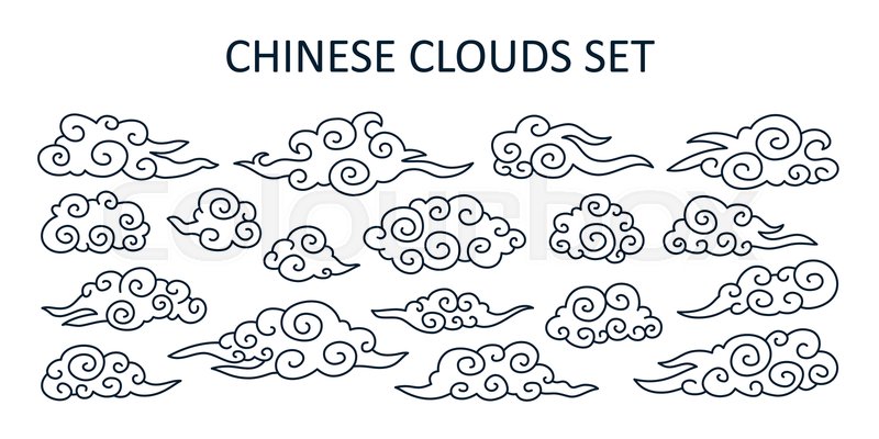 Asian cloud set. Vector collection of ... | Stock vector | Colourbox